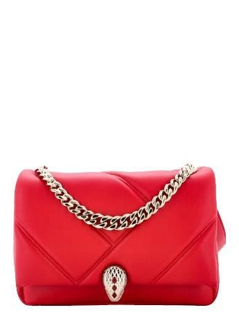 BVLGARI Serpenti Cabochon Messenger Bag Diagonal Quilted Leather - Red