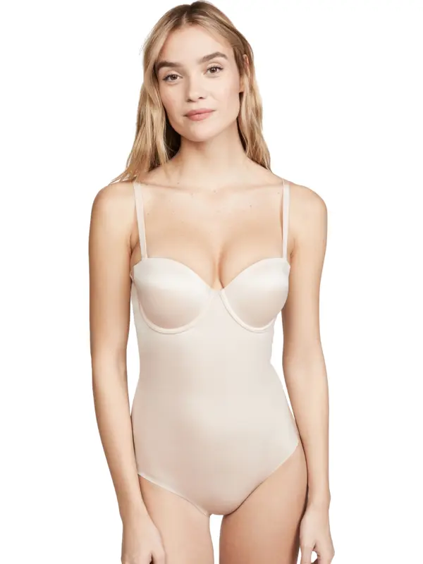 Spanx Shape Suit Your Fancy Strapless Cupped Brief Bodysuit - Champagne Beige