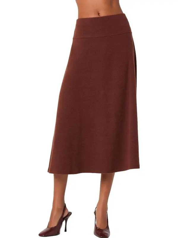 Astr The Label Knit Midi Skirt - Dark Rust