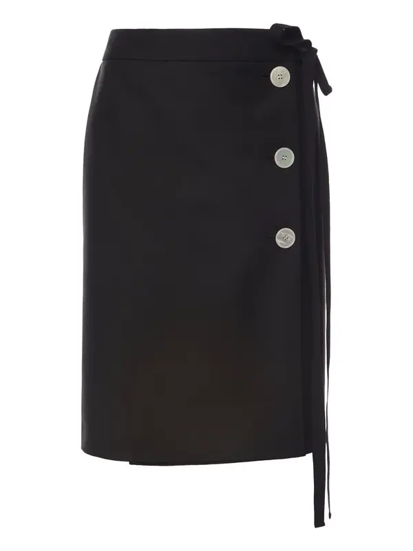 Prada Button-embellished Mohair-blend Midi Skirt - Black