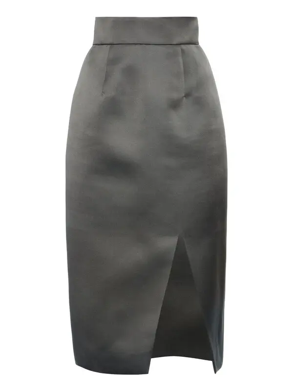 Miu Miu High-rise Silk Satin Midi Skirt - Grey