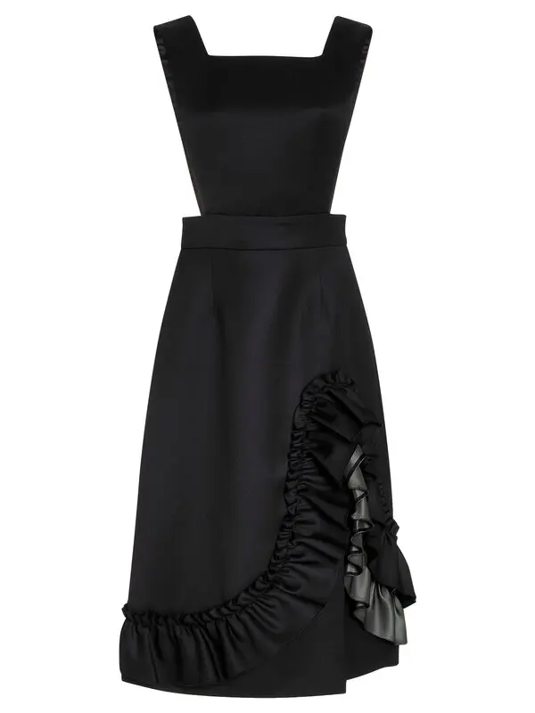 Miu Miu Ruffled Virgin Wool Midi Dress - Navy