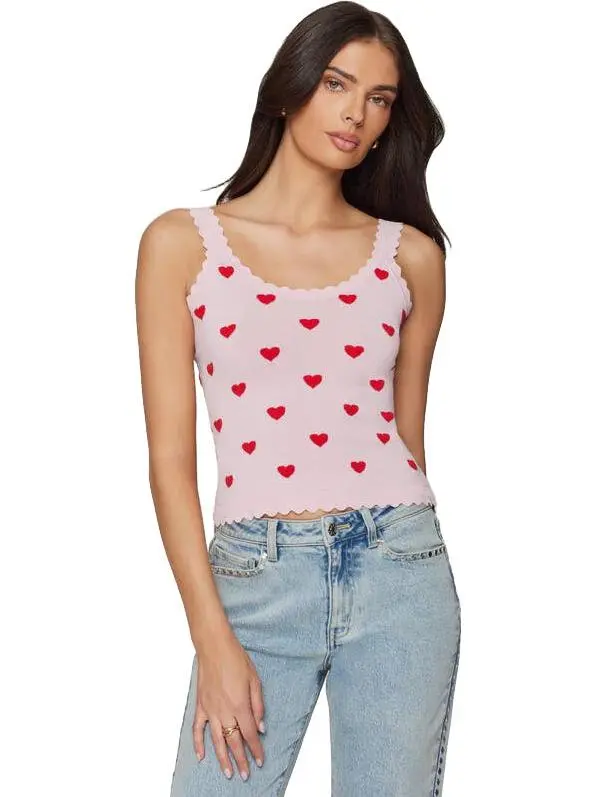 Generation Love Lottie Hearts Intarsia Strap Tank - Pink