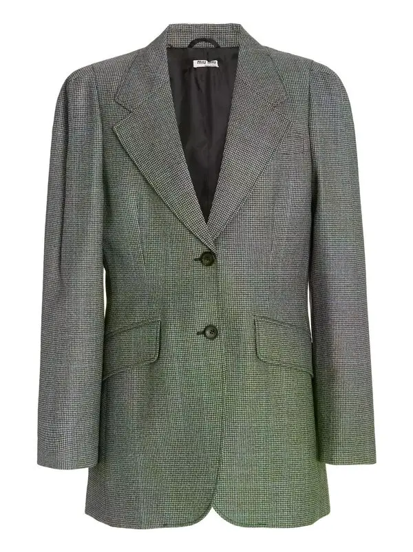 Miu Miu Puff-sleeve Checked Wool Blazer - Grey