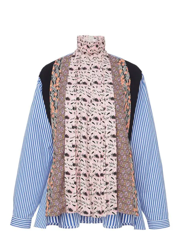 Prada Pleated Patchwork Shirt - Print