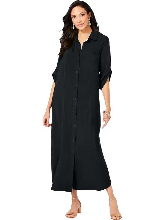 Roaman's Safari-inspired Shirtdress - Black
