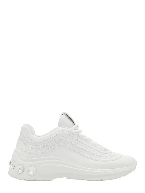 Miu Miu Crystal-embellished Leather Sneakers - White