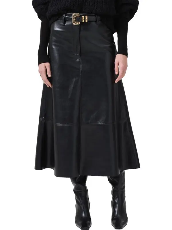 Citizens Of Humanity Cassia Faux Leather Midi A-line Skirt - Black