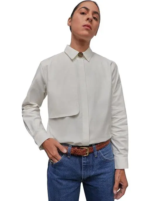 WILDFANG The Empower Oxford Storm Flap Button Up - White