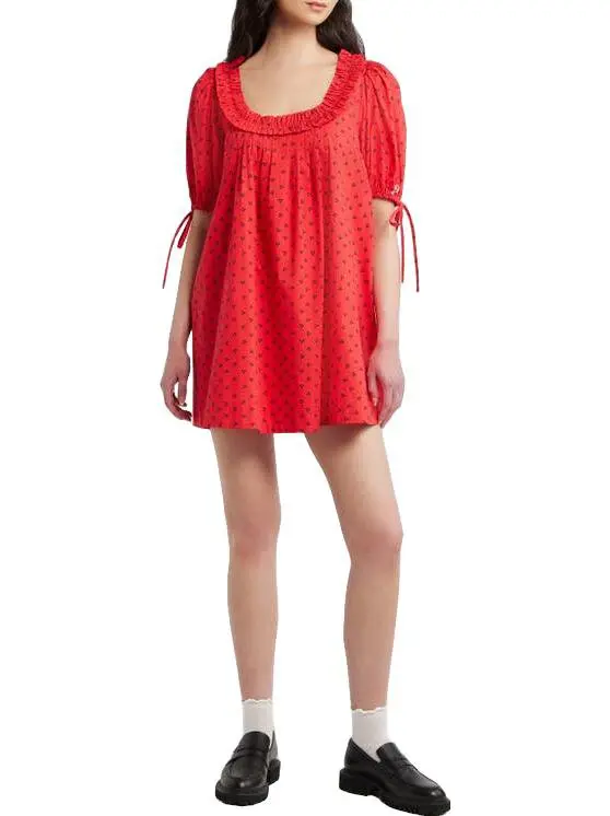 DAMSON MADDER Jemima Organic Cotton Mini Dress - Red