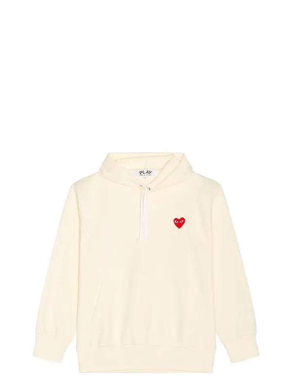 Play Comme Des Garcon Pullover Hoodie With Red Emblem - Ivory