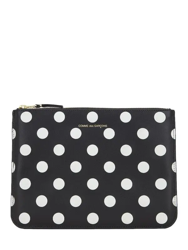 Comme Des Garçons Dots Printed Leather Pouch - Black