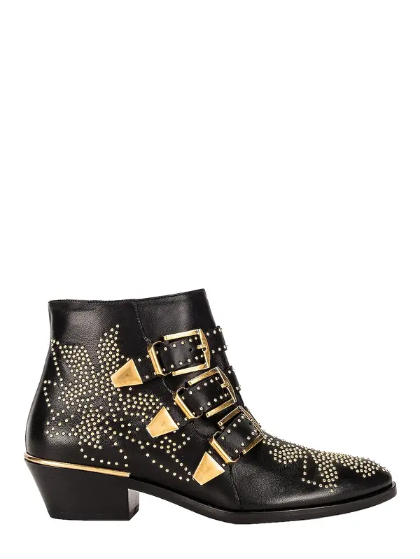 Chloé Susanna Studded Leather Booties - Black & Gold