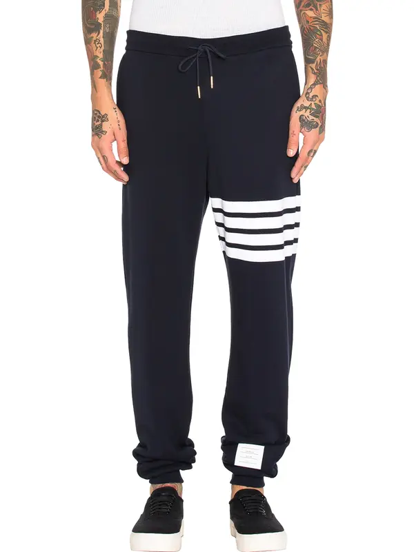 Thom Browne Cotton Sweatpants In Blue - Navy