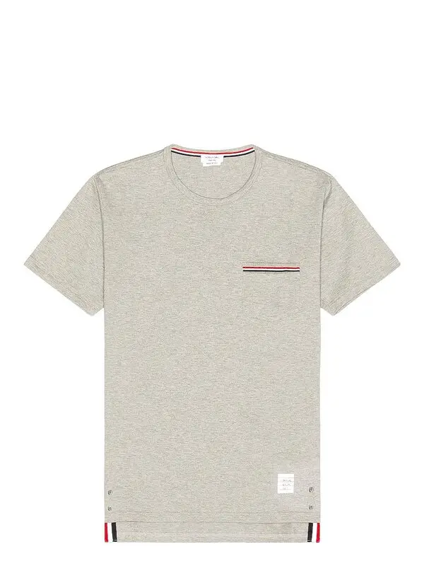 Thom Browne Jersey Cotton Short Sleeve Pocket Tee In Grey - Light Grey