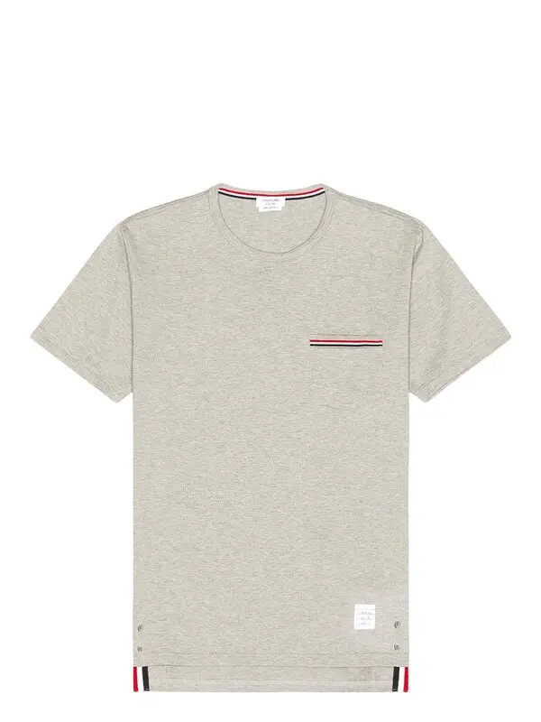 Thom Browne Jersey Cotton Short Sleeve Pocket Tee In Grey - Light Grey