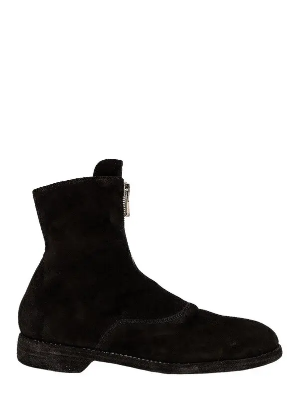 Guidi Stag Suede Zipper Boots - Black