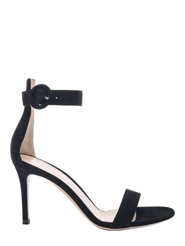 GIANVITO ROSSI Suede Portofino Heels - Black