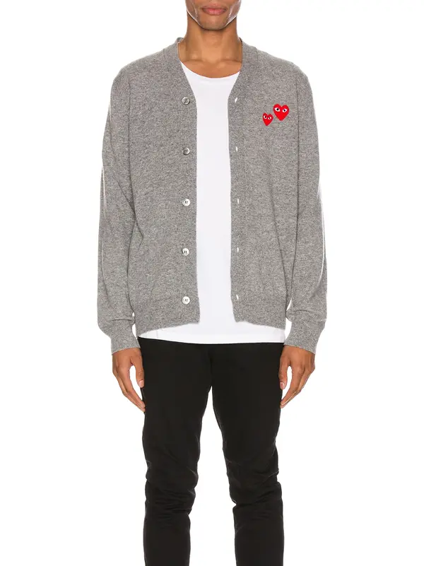 Play Comme Des Garcon Multiheart Cardigan - Grey