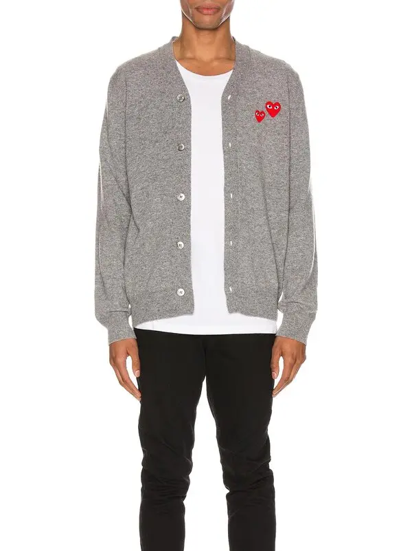 Play Comme Des Garcon Multiheart Cardigan - Grey