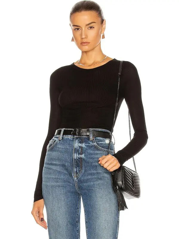 Enza Costa Rib Viscose-blend Tee - Black