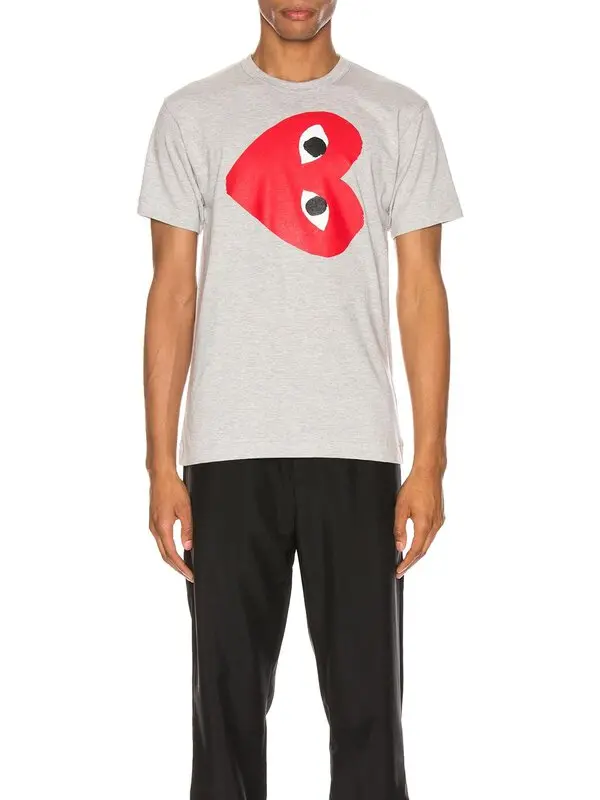 Play Comme Des Garcon Sideways Heart Logo Tee In Gray - Grey