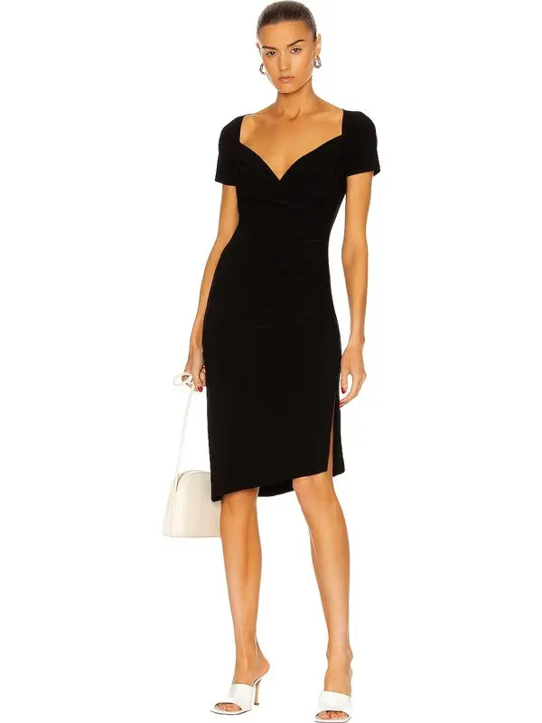 Norma Kamali Sweetheart Side Drape Dress - Black