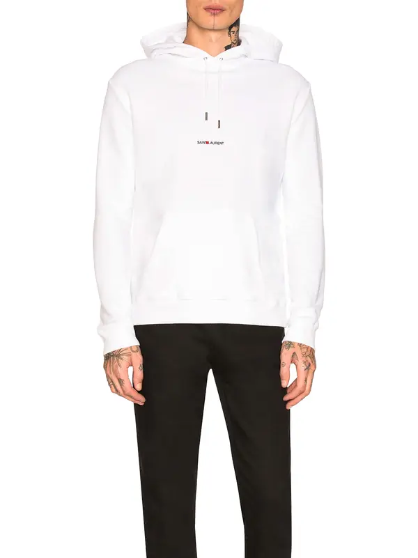Saint Laurent Logo Hoodie - White
