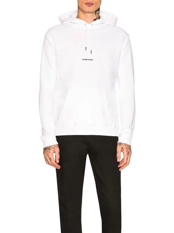 Saint Laurent Logo Hoodie - White