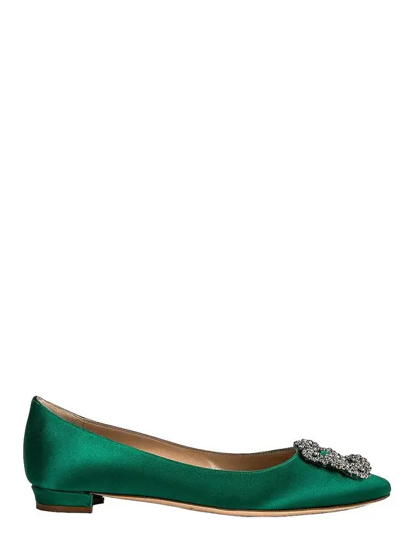 Manolo Blahnik Hangisi Flat - Bright Green
