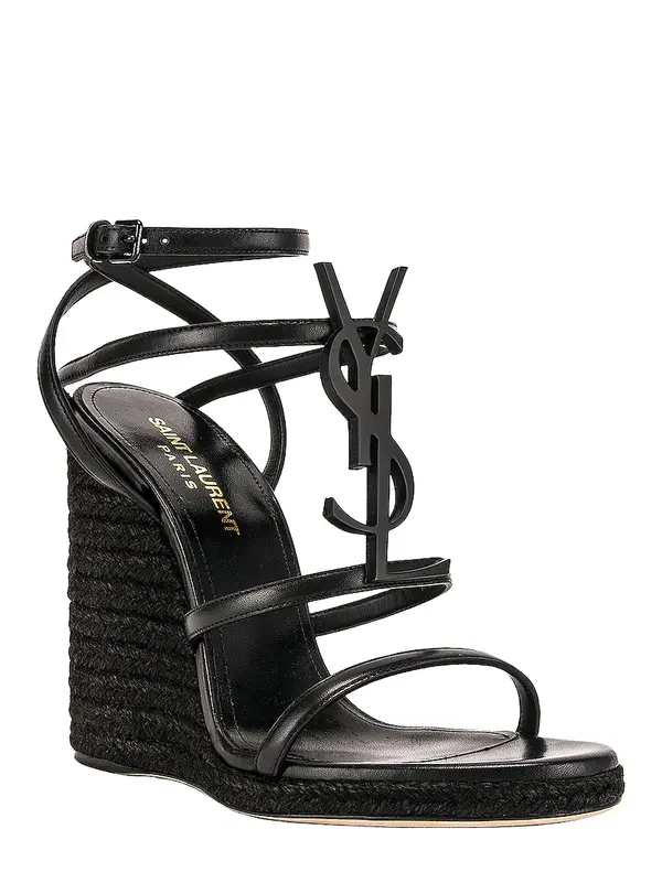 Saint Laurent Cassandra Espadrille Wedge - Black