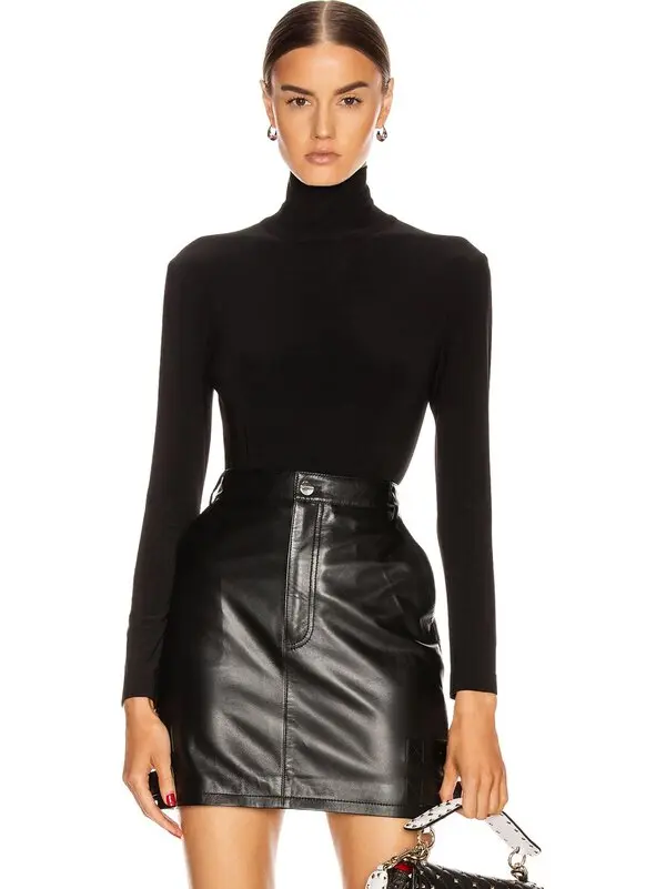 Norma Kamali Long Sleeve Turtleneck Bodysuit - Black