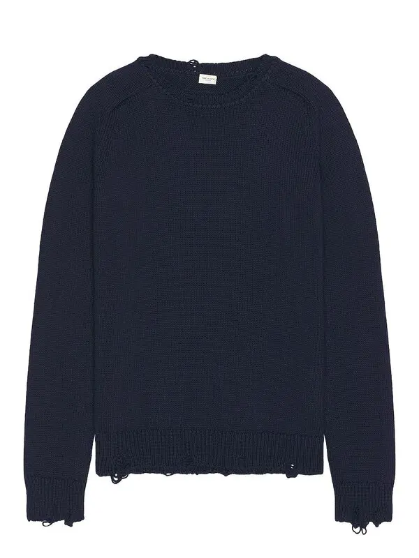 Saint Laurent Detail Crewneck - Marine