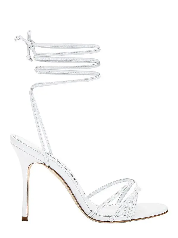 Manolo Blahnik Leather Leva Sandals - White