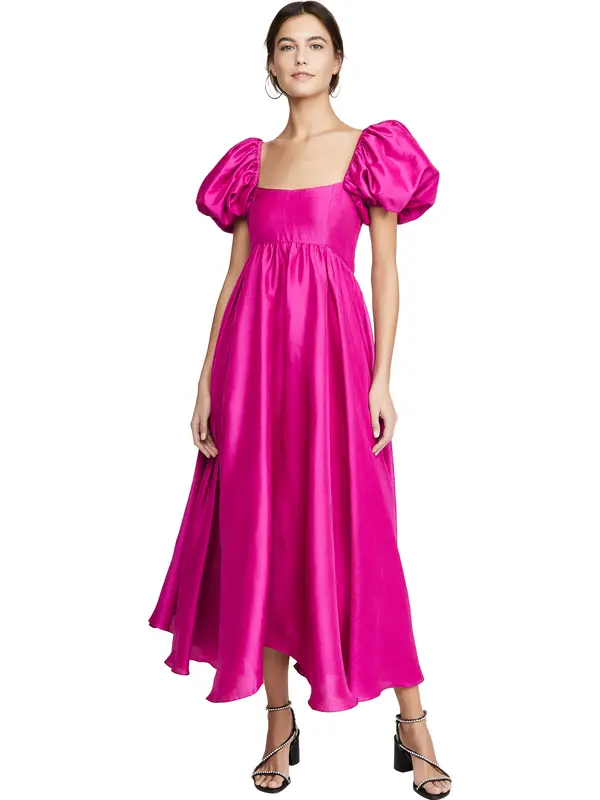 AZLEE Rory Puff Sleeve Dress - Magenta