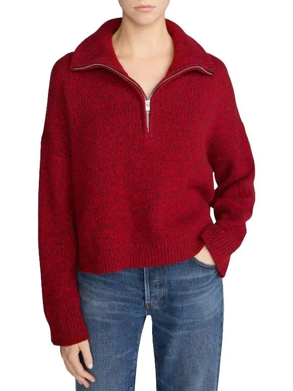 FRAME The Half Zip Marled Sweater - Paprika