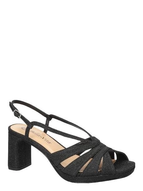 BELLA VITA Embellished Slingback Platform Sandals - Black-glitter