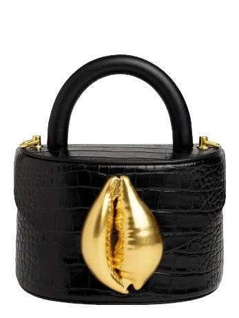 FLORE K. Viera Cowrie Shell Bag - Black Croc