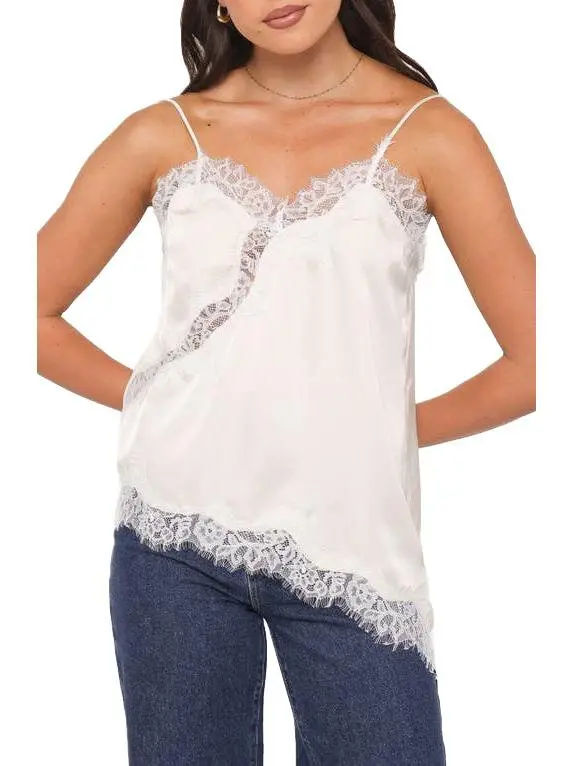 PETAL & PUP Avere Lace Trim Asymmetric Satin Camisole - Cream