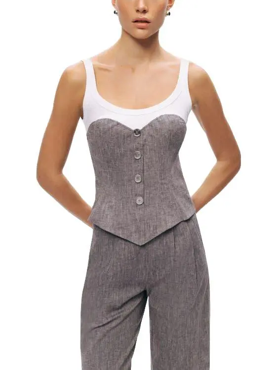 NOCTURNE Button-front Corset Blouse - Multi-colred