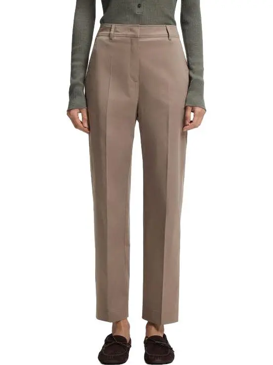 BOSS Tecarino Stretch Cotton Ankle Career Pants - Walnut