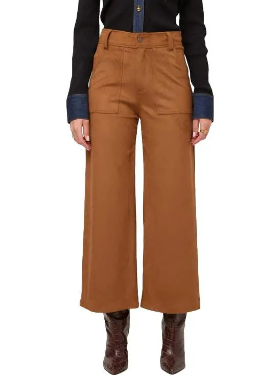 Fifteen Twenty Rylee Faux Suede Cropped Wide Leg Pants - Camel
