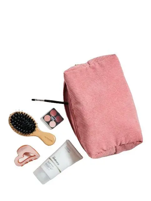 URBAN EXPRESSIONS Corduroy Cosmetic & Travel Organizer Pouch - Blush