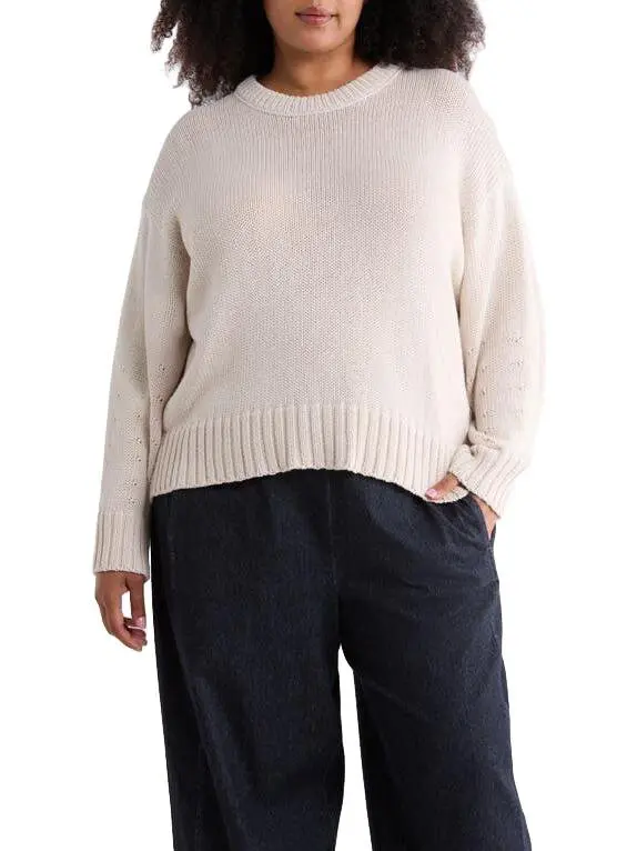 Eileen Fisher Crewneck Organic Cotton Sweater - Plaster