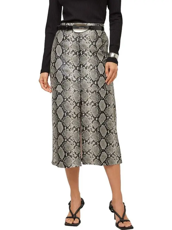 Fifteen Twenty Kaia Snake Faux Leather Midi Skirt - Print