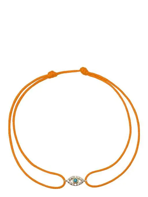 Anzie 14k Gold Diamond Evil Eye Pendant Bracelet - Orange