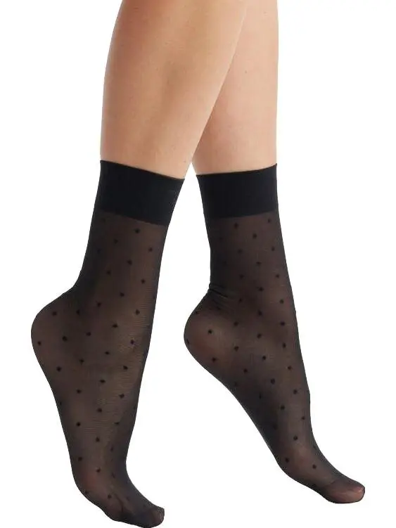 Nordstrom Sheer Dot Ankle Socks - Black