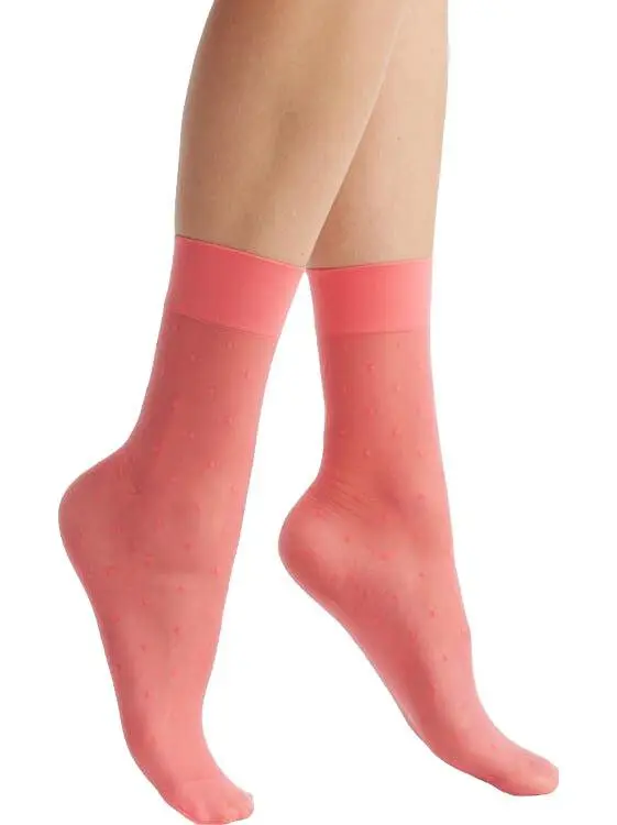 Nordstrom Sheer Dot Ankle Socks - Coral Calypso