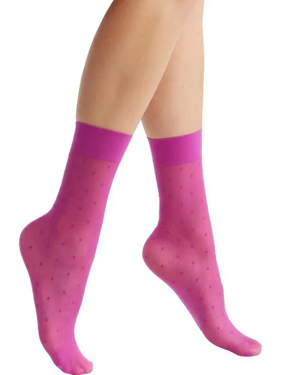Nordstrom Sheer Dot Ankle Socks - Pink Wild Aster