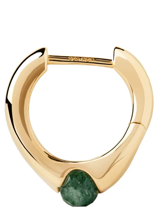PDPAOLA Oasis Single Hoop Earring - Green Aventurine